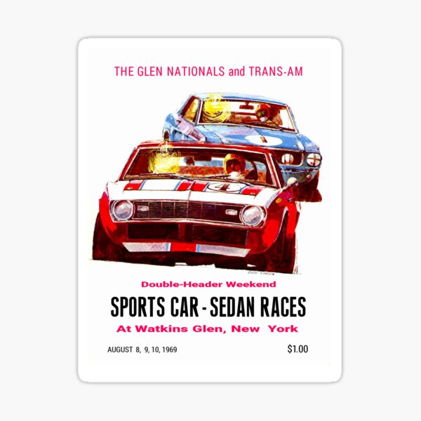"Vintage 1969 The Glen Nationals and Trans-Am Racing Poster" Sticker ...
