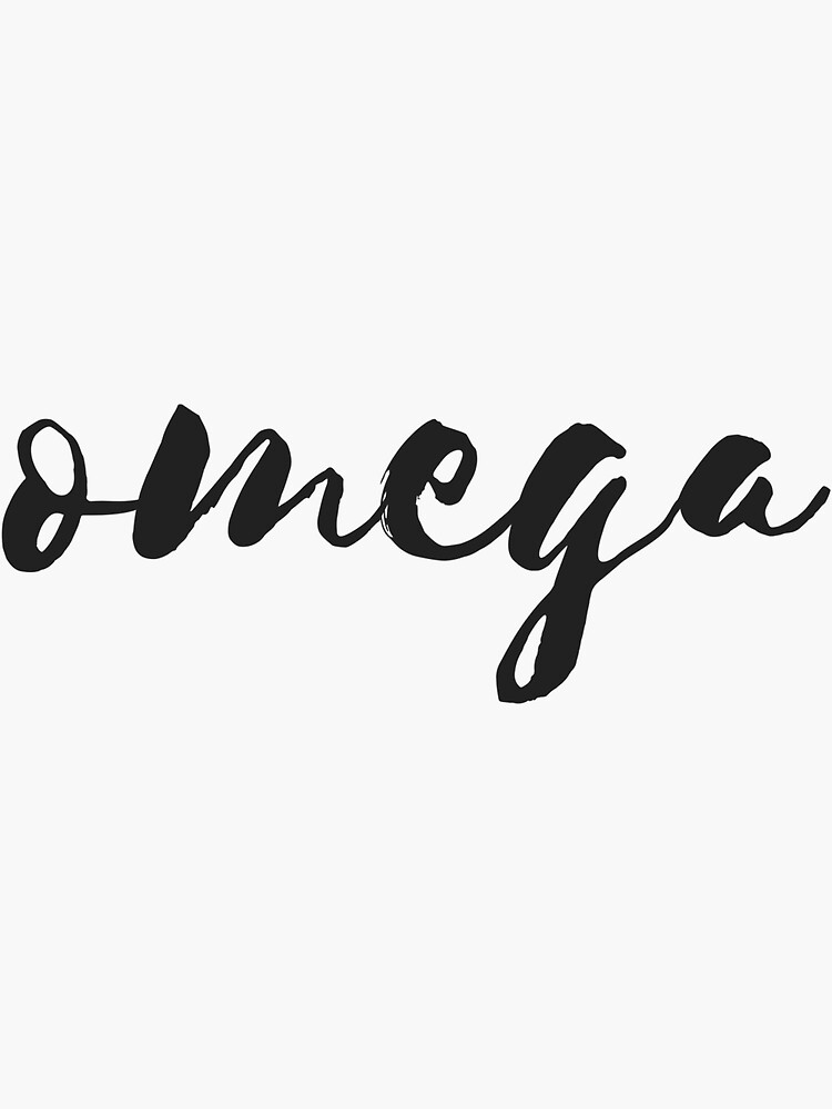"OMEGA / SCRIPT / BLACK" Sticker for Sale by kassaroo | Redbubble