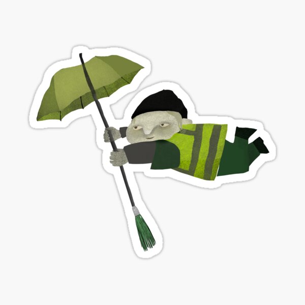 "Flying sweeper in your dream" Sticker by euimoon | Redbubble