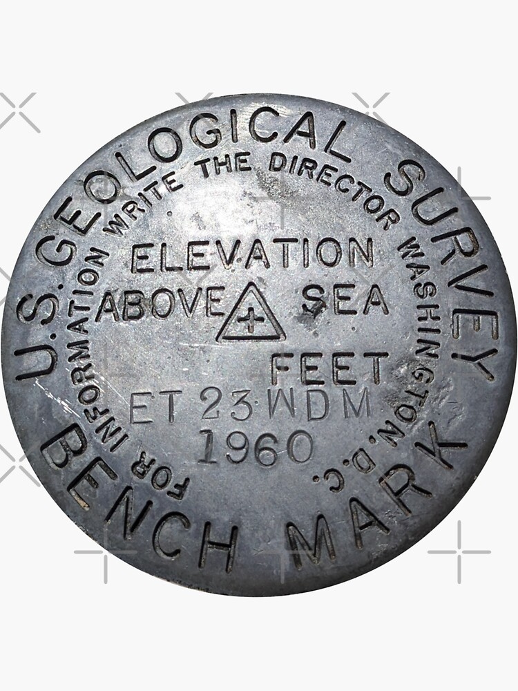 "U.S. Geological Survey Bench Mark" Sticker for Sale by Lil-Bit-Batty ...