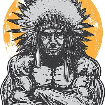 "native american muscle chief " Sticker for Sale by TirrellColister ...