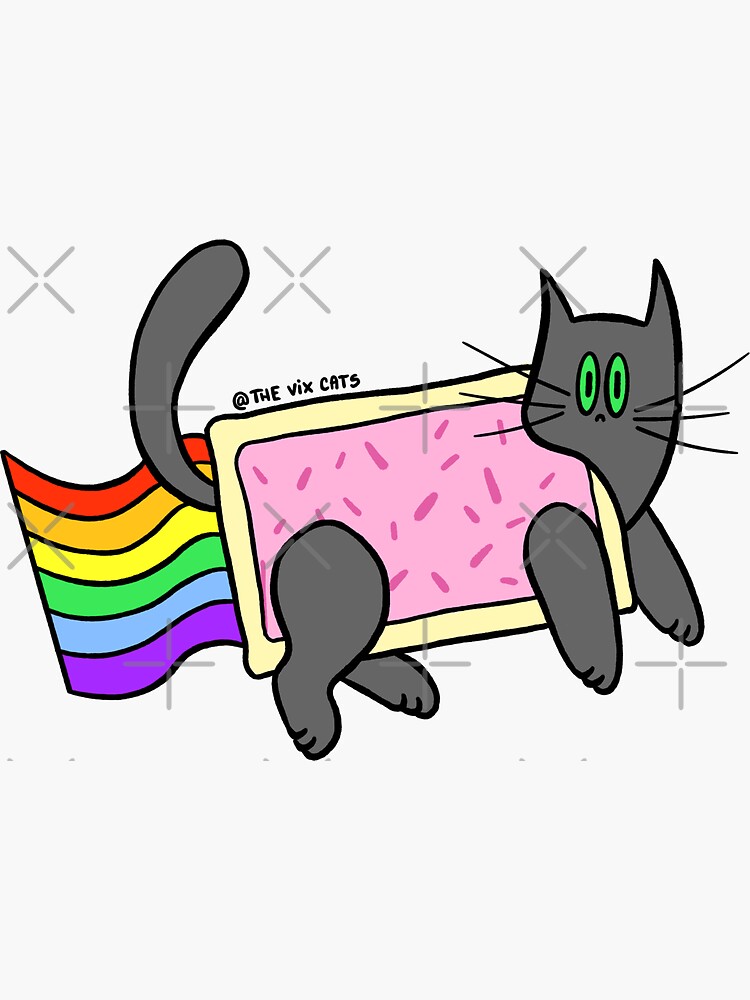 "Cartoon Nyan Cat" Sticker for Sale by TheVixCats | Redbubble