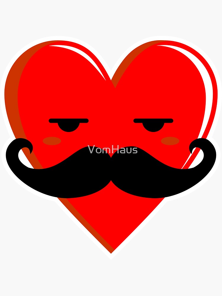 "Heart Mustache Emoji" Sticker for Sale by VomHaus | Redbubble