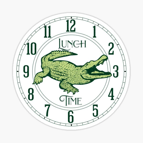 "Alligator Lunch time clock - looks good on any color" Sticker for Sale ...