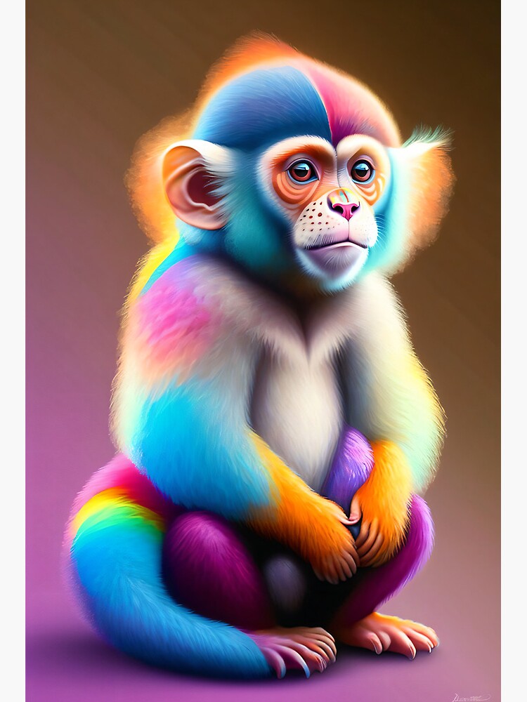 "baby monkey art,baby monkey art print" Art Board Print for Sale by ...
