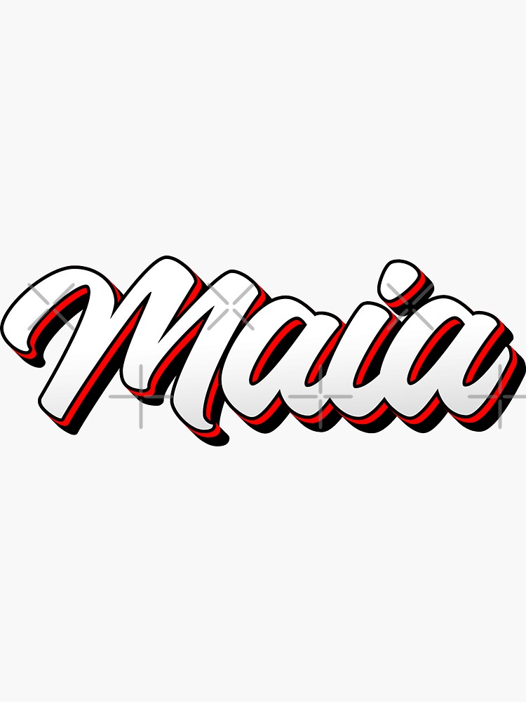 "Retro Maia Name Label (Black)" Sticker for Sale by NafilNafiz | Redbubble