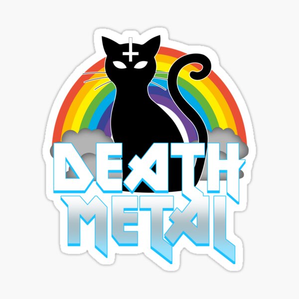 "Death Metal Black Cat Upside Down Cross" Sticker for Sale by NYGhost ...