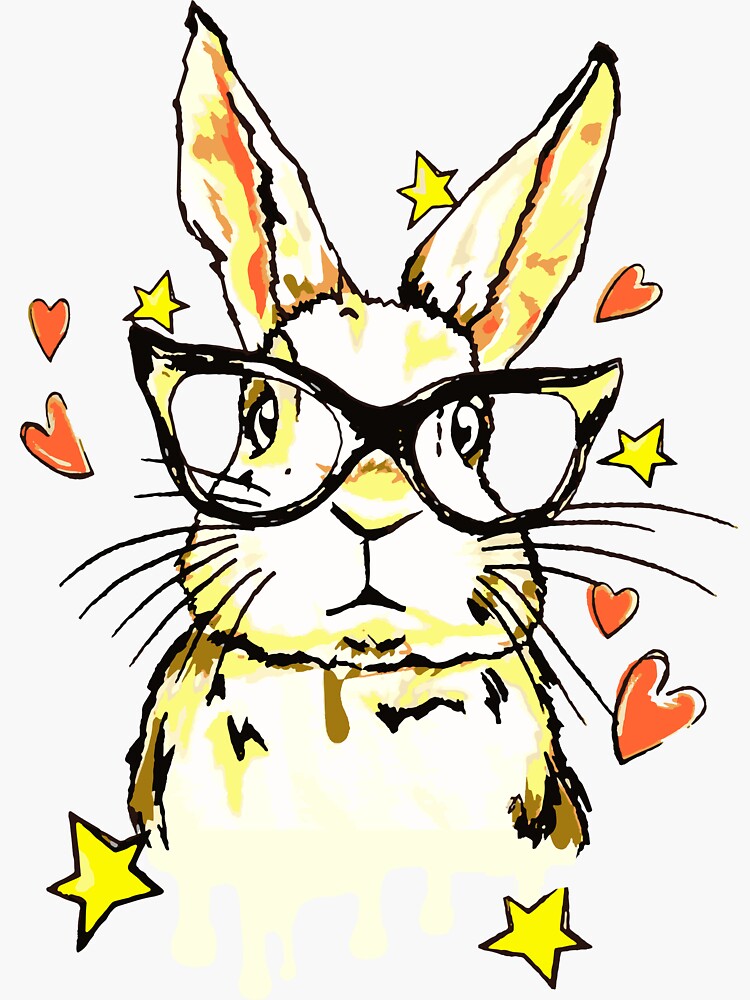 "Geek Love Bunny" Sticker for Sale by viCdesign | Redbubble