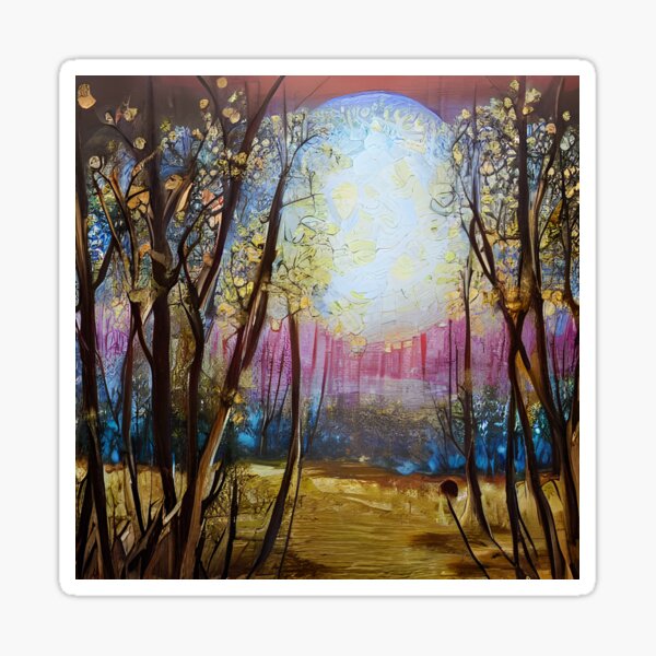 "Moonlit Forest" Sticker for Sale by deecdee | Redbubble