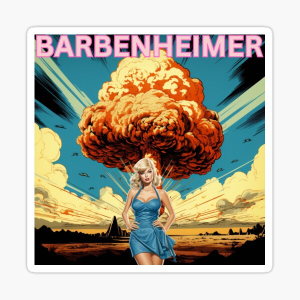 "Barbenheimer 2023 double feature Barbie x Oppenheimer" Sticker for ...