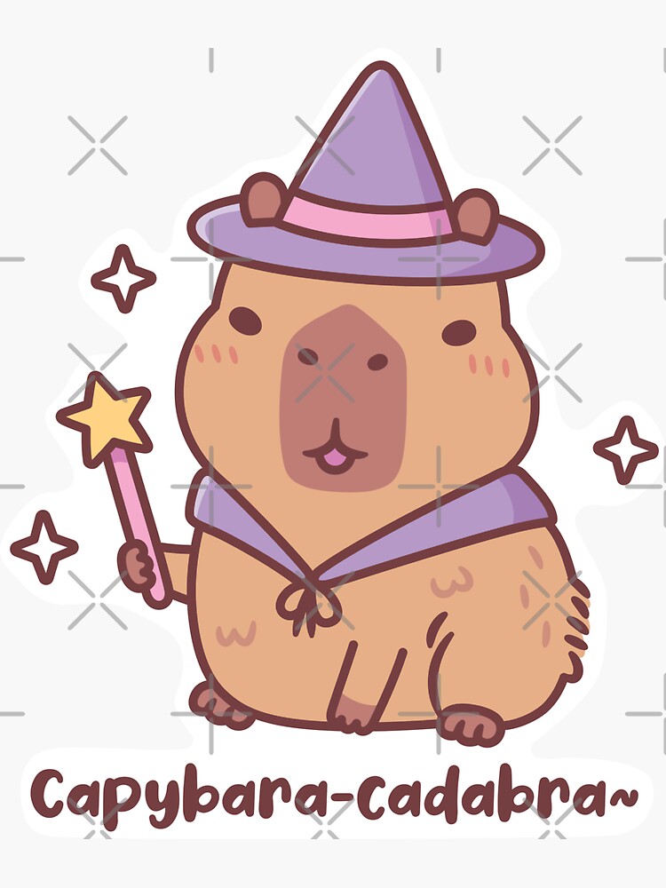 "Cute Capybara Wizard Capybaracadabra Funny Pun" Sticker for Sale by ...