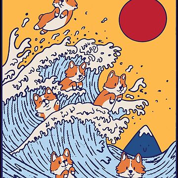 "The great wave of Corgis - Cute Corgi Puppies " Greeting Card for Sale ...
