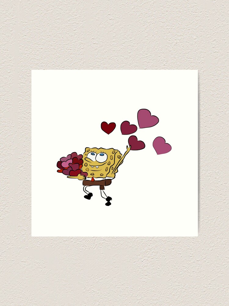 "Spongebob Throwing Hearts" Art Print for Sale by auroraborealix ...