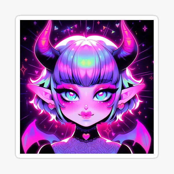 "Cute Hot Pink Anime Girl Succubus" Sticker for Sale by bubblegoth ...