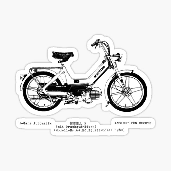 Sticker mit "Puch Maxi N 1980" von Brettcreation | Redbubble