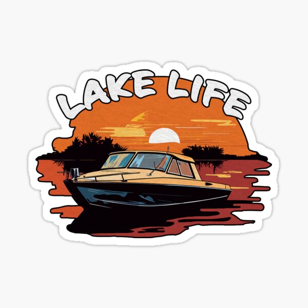 "Pontoon Boat Retro Party Barge" Sticker for Sale by RGartdesign ...