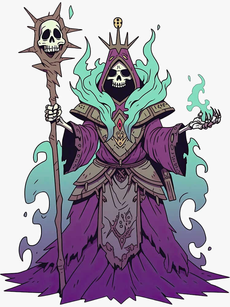 "Lich Skeleton-King Sticker" Sticker for Sale by Porophobic | Redbubble