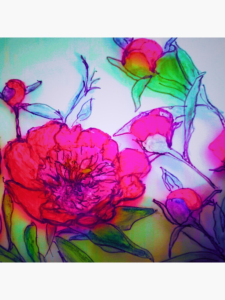 "Sweet Peonies" Sticker for Sale by oddlycobbled | Redbubble