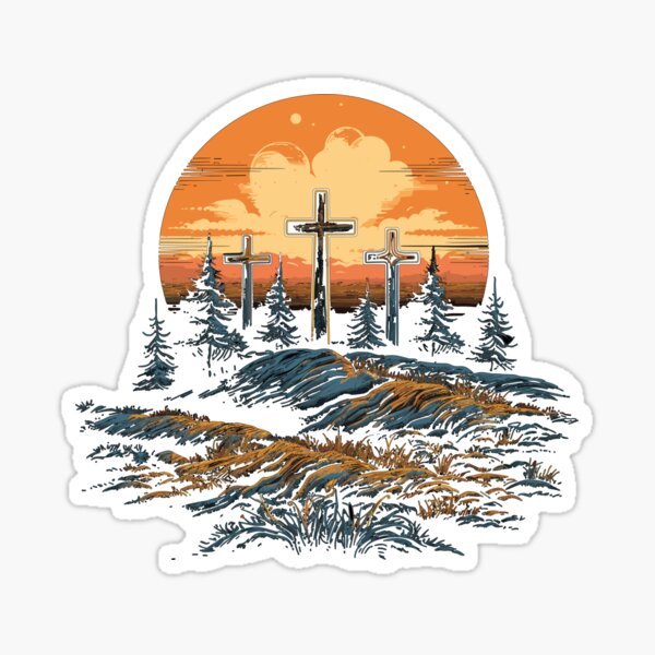 "Three Crosses" Sticker for Sale by Kingside-Design | Redbubble