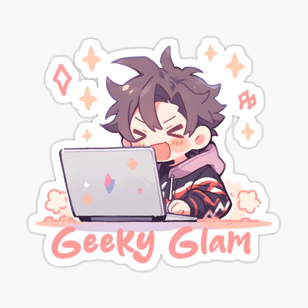 "Cute Anime boy using laptop" Sticker for Sale by AestheticsArt81 ...