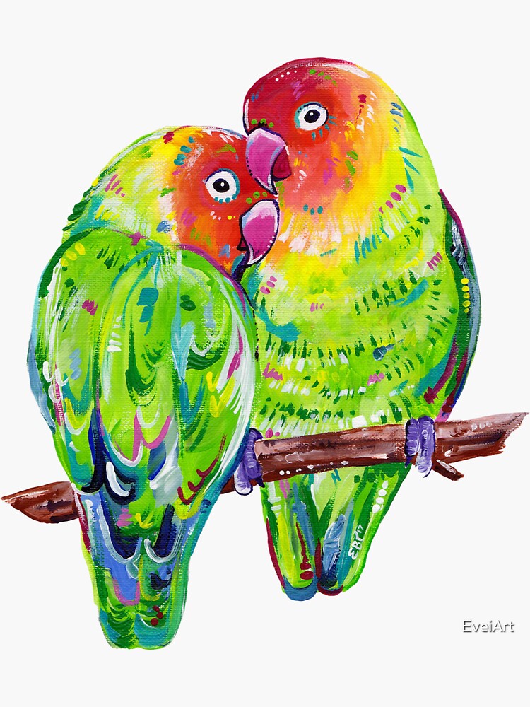 "Love Birds" Sticker for Sale by EveiArt | Redbubble