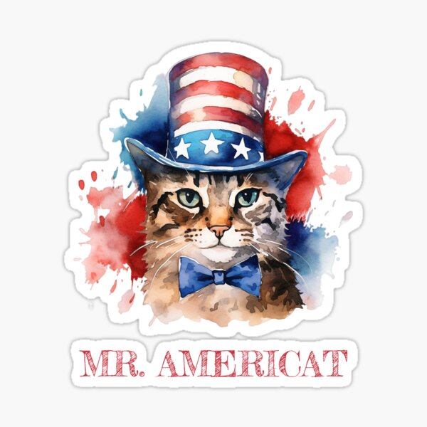 "Patriotic Cat in Top Hat" Sticker for Sale by Ujourney | Redbubble