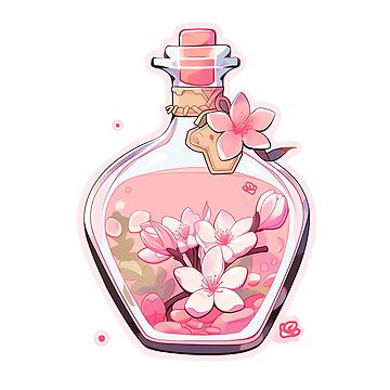 "Cute Kawaii Cherry Blossom Pink Perfume Sakura" Sticker for Sale by ...