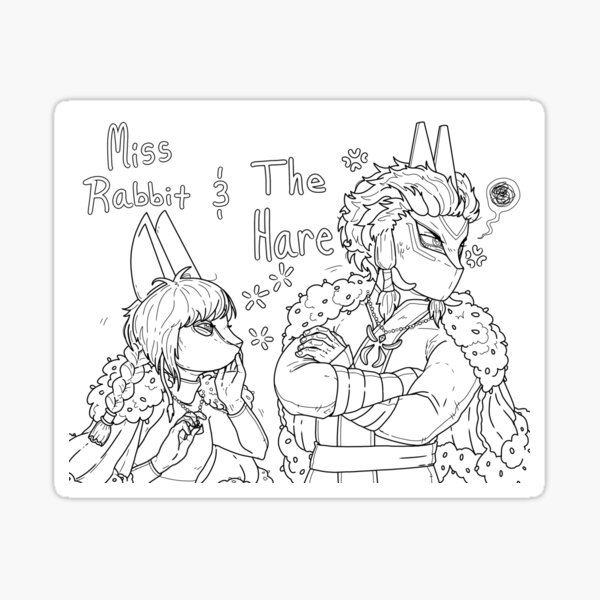 "Miss Rabbit & The Hare coloring sheet" Sticker for Sale by RroseeArrt ...