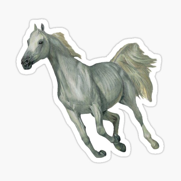 "Grey Galloping Horse" Sticker for Sale by NixAnimalia | Redbubble