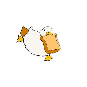 "Running duck with bread" Sticker by lisifrisi | Redbubble