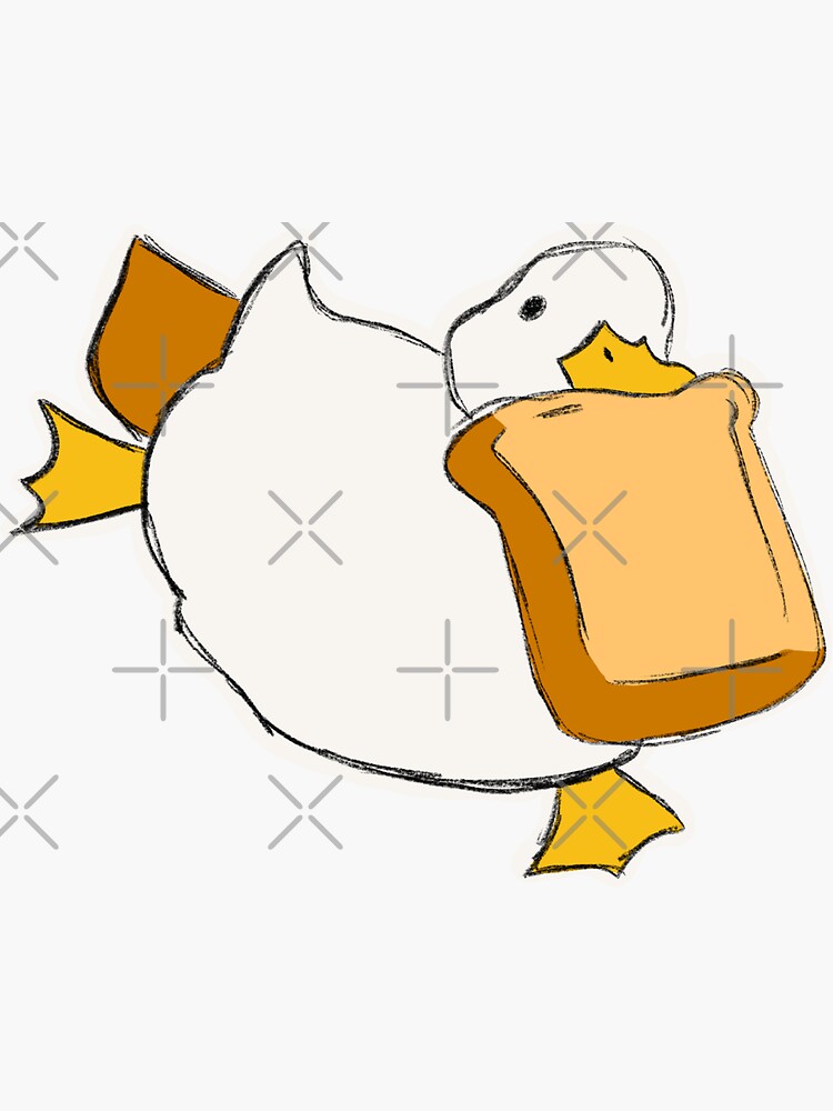 "Running duck with bread" Sticker by lisifrisi | Redbubble