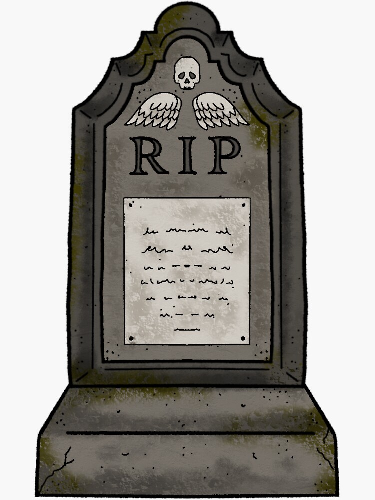 "Gravestone with Skull & Wings" Sticker for Sale by ABerghDesigns ...