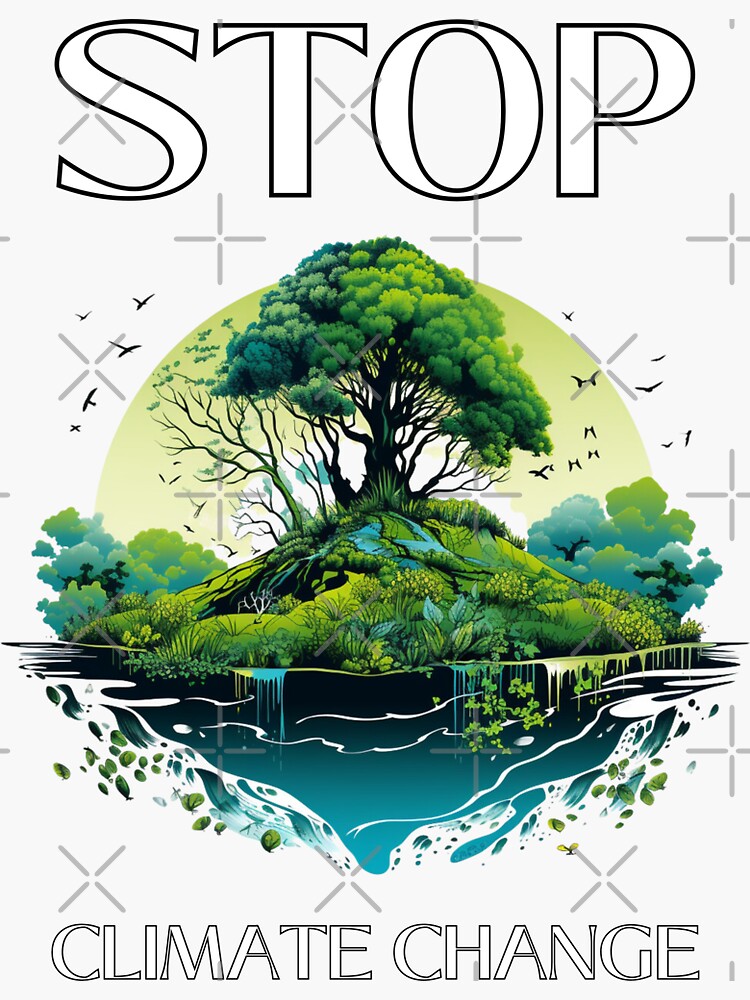 "Stop climate change" Sticker for Sale by Mateusz Majcherek | Redbubble