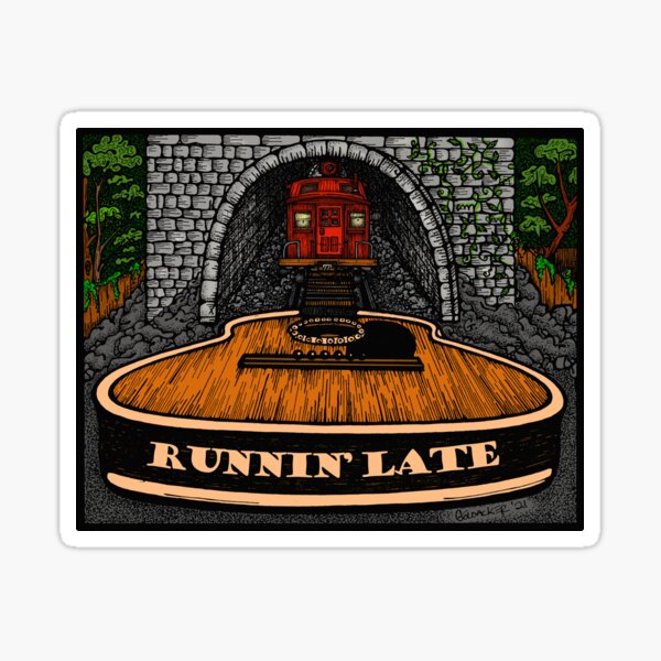 "Runnin' Late" Sticker for Sale by javajohnart | Redbubble