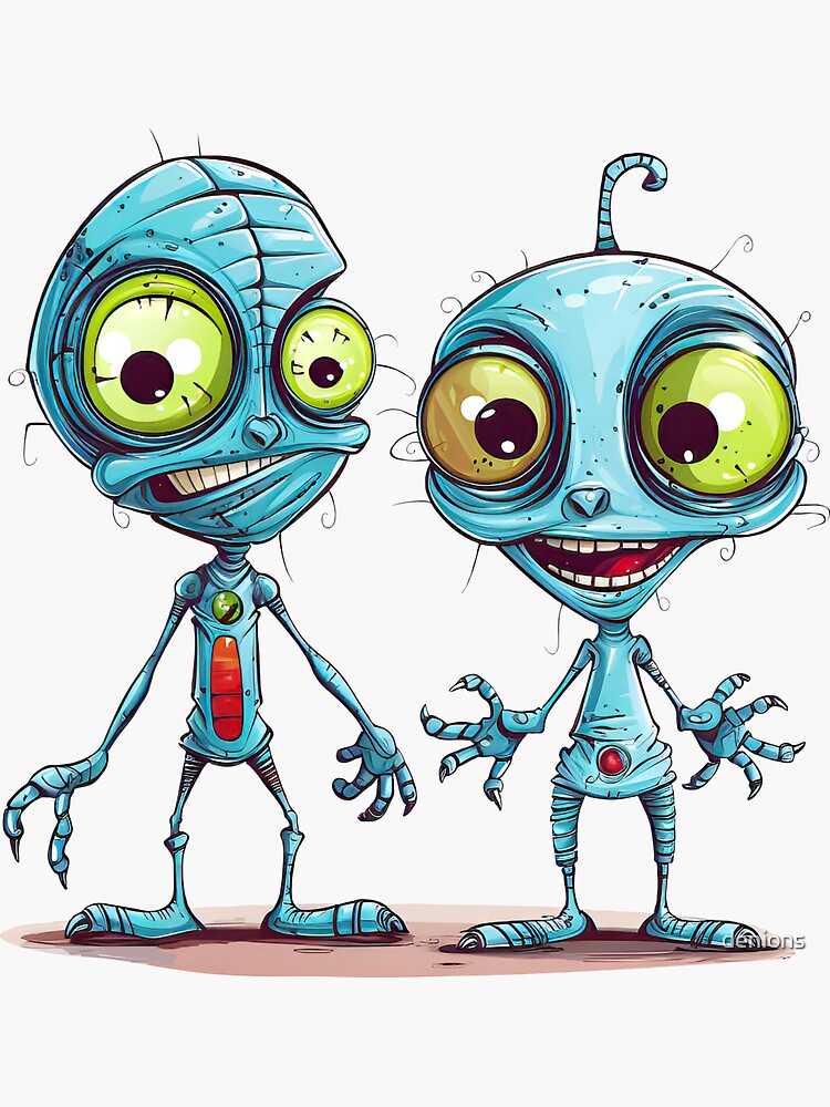 "Funny aliens, invaders from space" Sticker for Sale by denions | Redbubble
