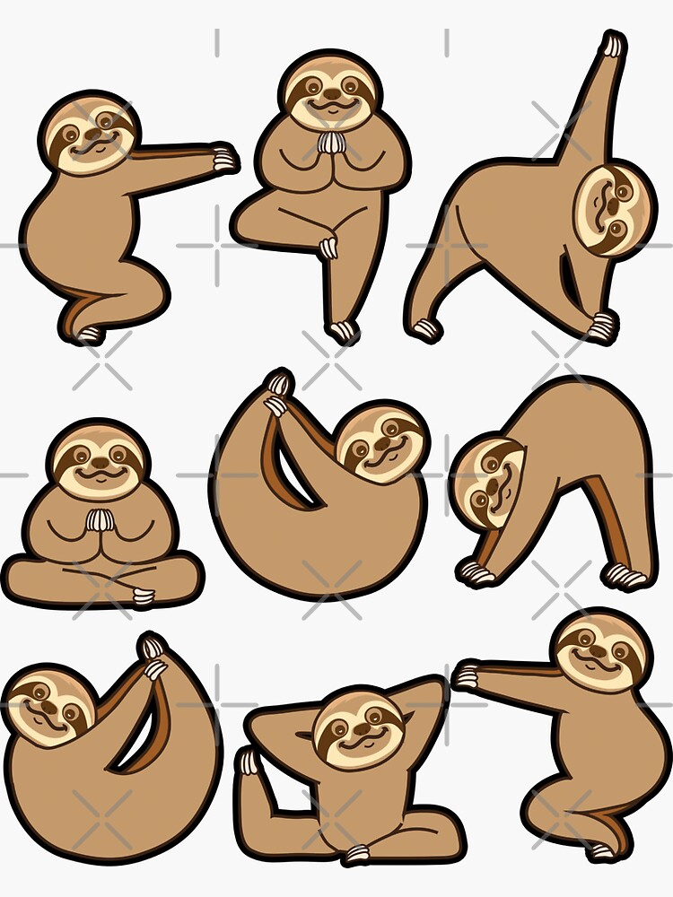 "Cute Sloth Yoga" Sticker by plushism | Redbubble