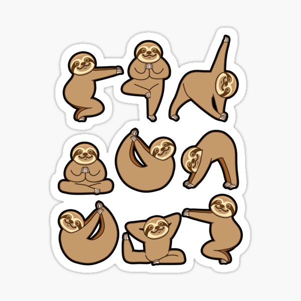 "Cute Sloth Yoga" Sticker by plushism | Redbubble