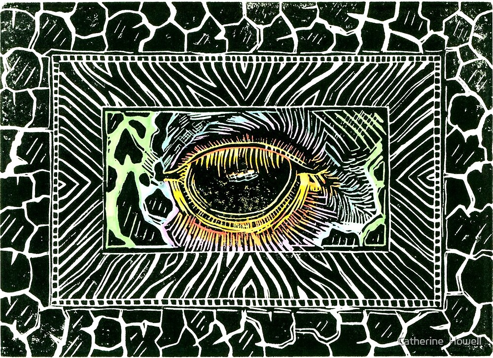 ""In Focus" Giraffe Eye Hand Colored Hand Pulled Linocut Print" by ...
