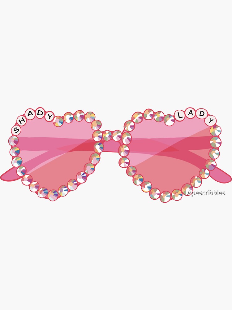 "Pink Sunglasses Shady Lady" Sticker for Sale by Apescribbles | Redbubble