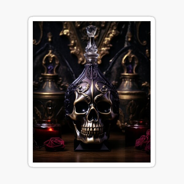 "Alchemy gothic skeleton skull perfume rose" Sticker for Sale by ...