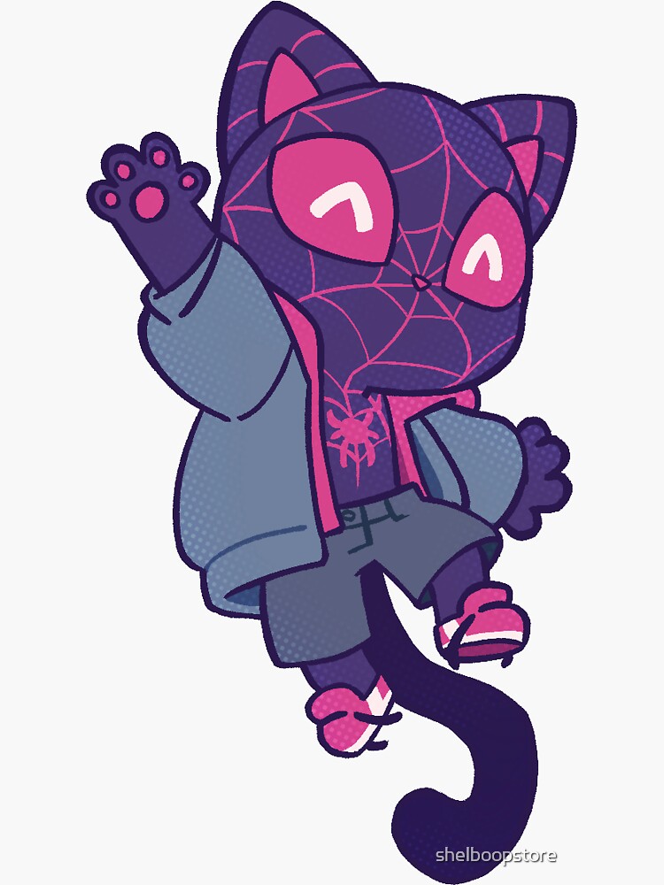 "Meow Morales Sticker" Sticker for Sale by shelboopstore | Redbubble