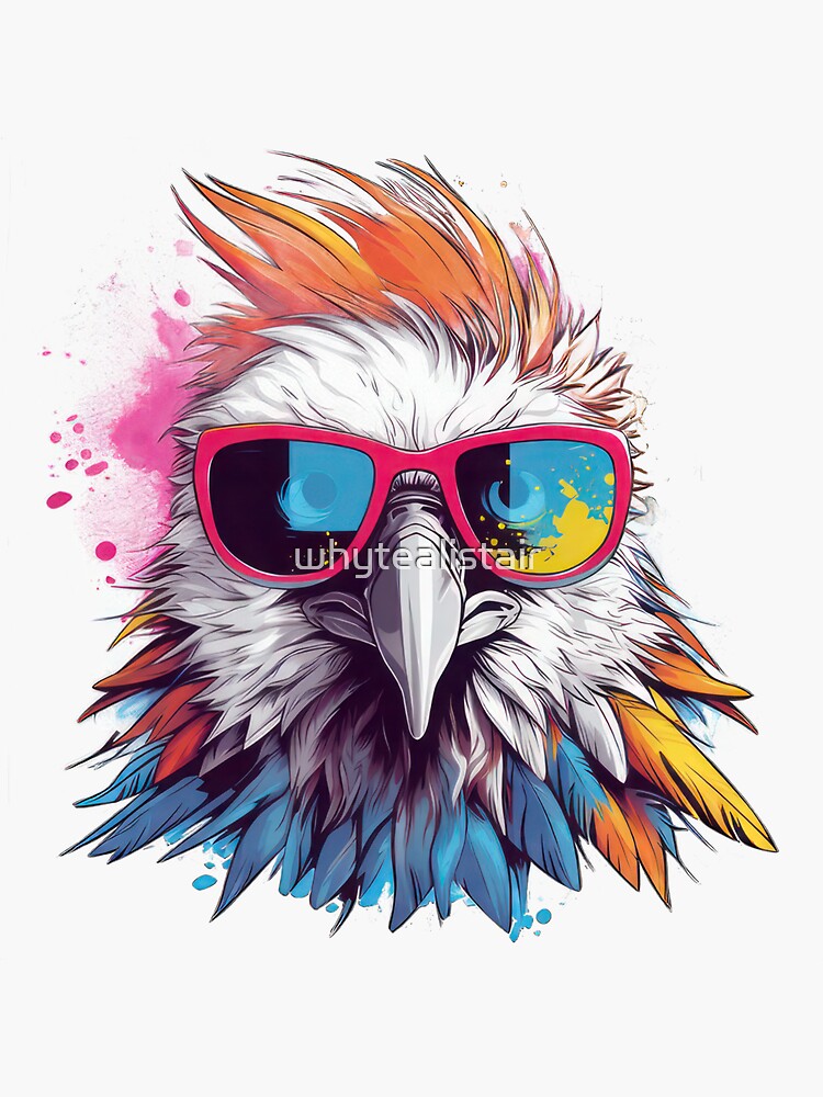 "Funky Eagle With Spikey Hair" Sticker for Sale by whytealistair ...