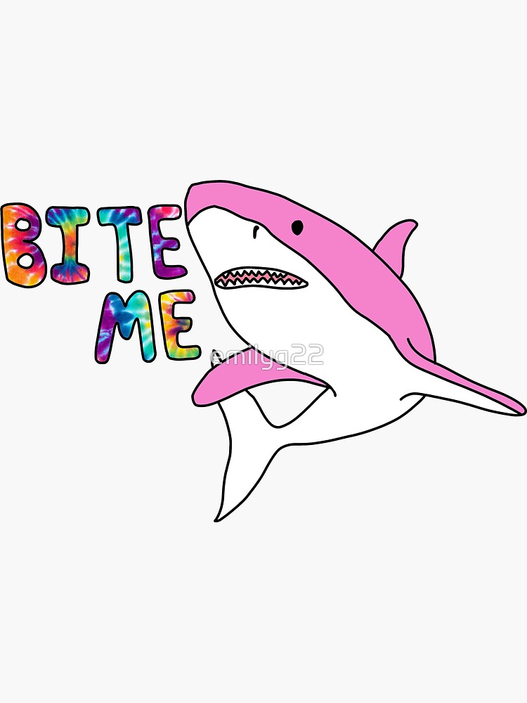"bite me shark" Sticker for Sale by emilyg22 | Redbubble