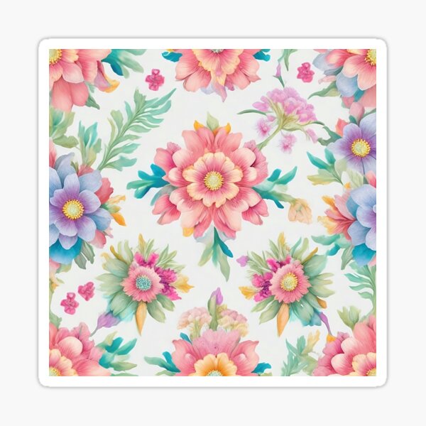 "Cute colorful pastel flowers v.9" Sticker for Sale by Neranchara ...