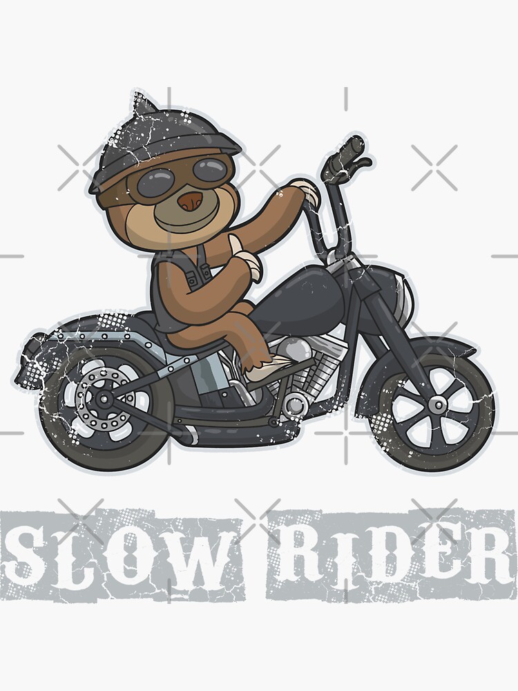 "Sloth Riding Motorcycle Slow Rider" Sticker for Sale by frittata ...