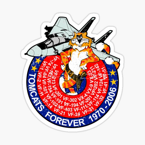 "F-14 Tomcat - Tomcat Forever 1970-2006 - Grunge Style" Sticker for ...