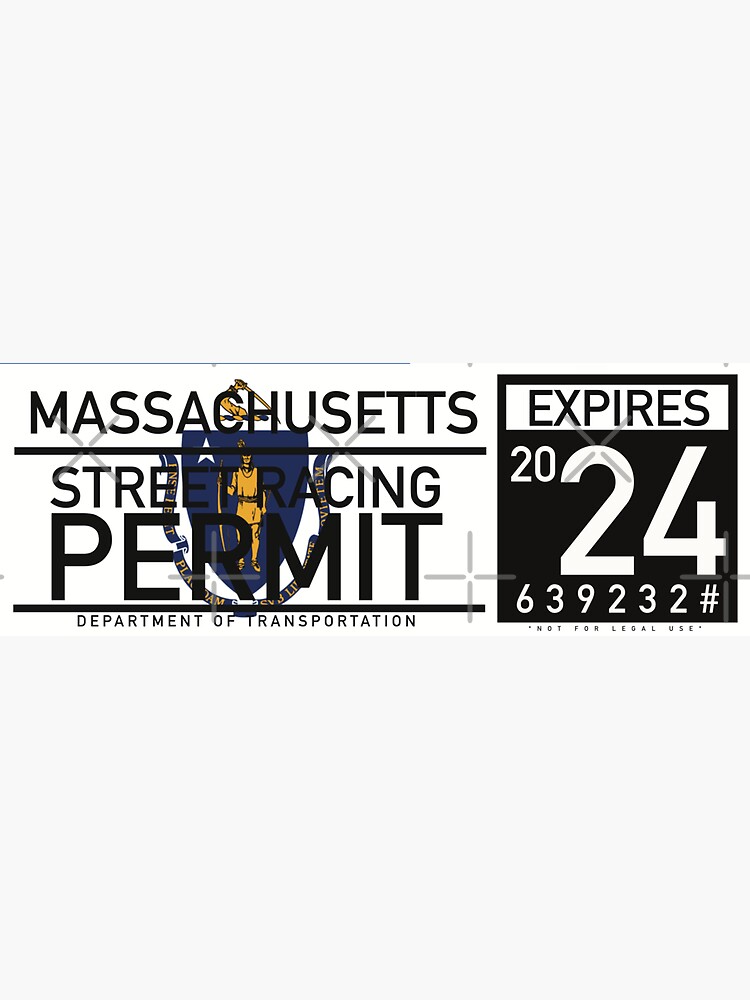 "Massachusetts Street Racing “permit” Club" Sticker for Sale by Bjammer ...