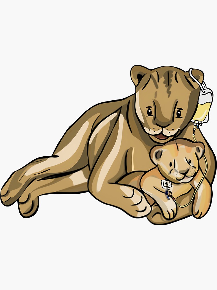 "Lion Feeding Cub Through Picc Line and TPN" Sticker for Sale by ...