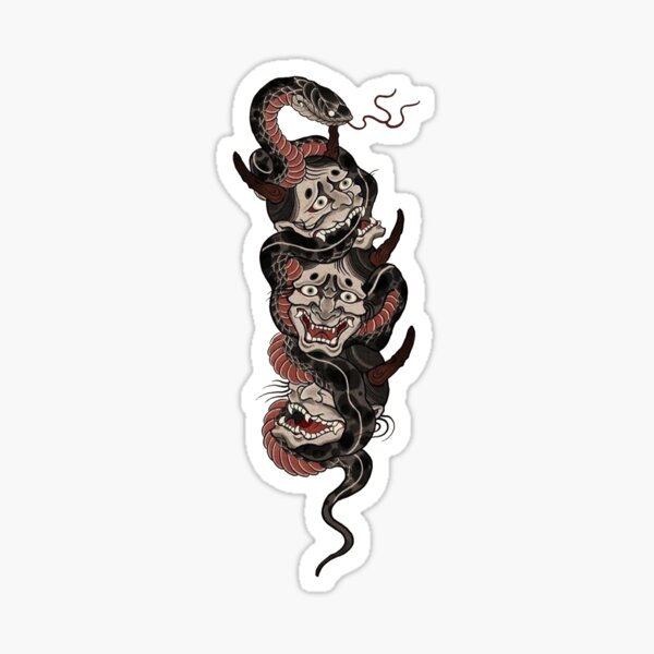 "Traditional Ancient Legendary Japanese Snake and Hannya Heads Tattoo ...
