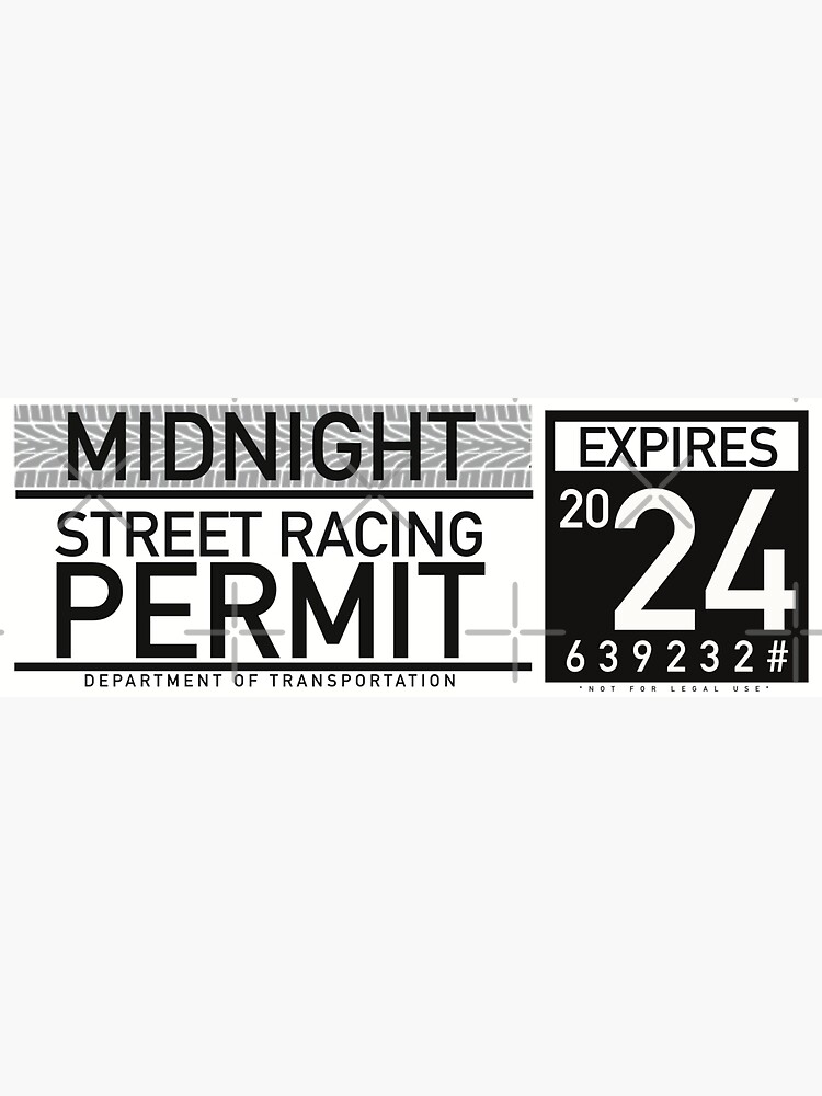 "Midnight Street Racing “permit” Club" Sticker for Sale by Bjammer ...